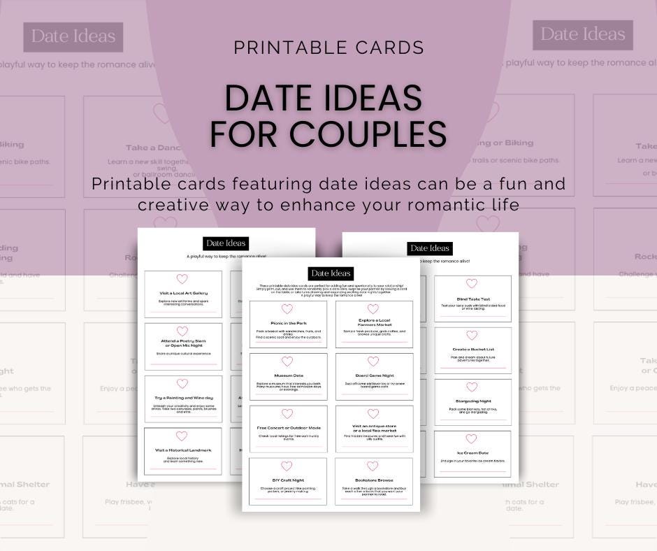 40 Date Night Printable Cards for Couples - Etsy