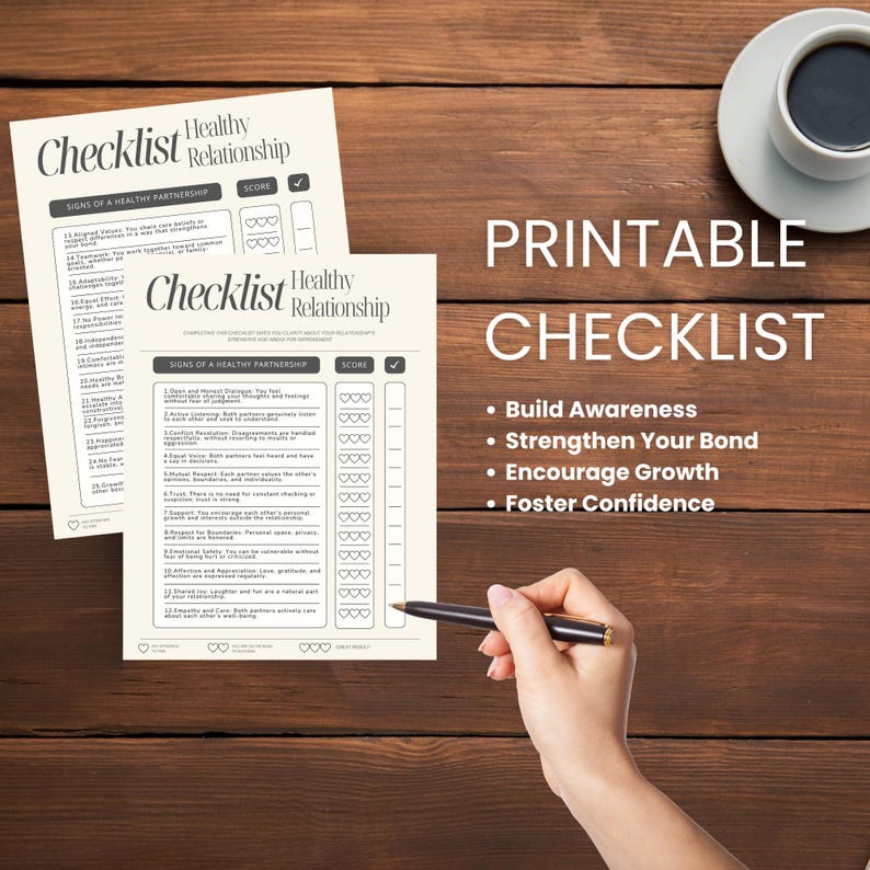Printable Checklist for Couples - Healthy Relationship - Etsy