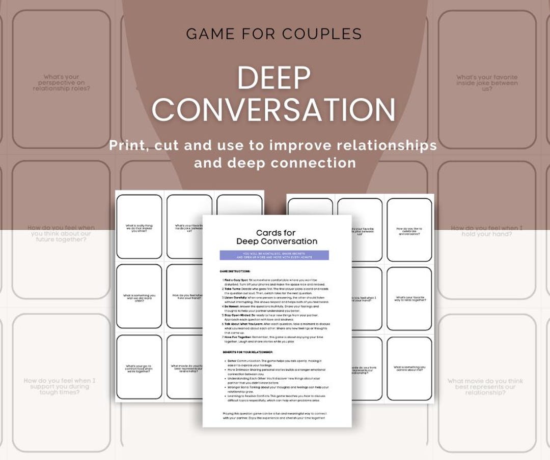 Deep Conversation Game for Couples, Couple Question Cards, Printable ...