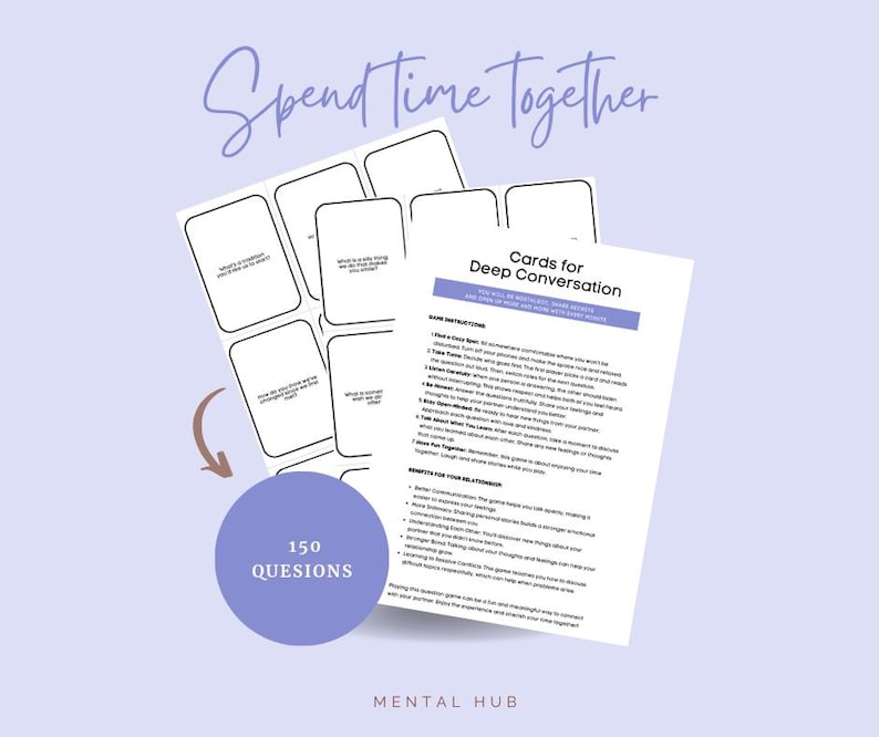 Deep Conversation Game for Couples, Couple Question Cards, Printable ...