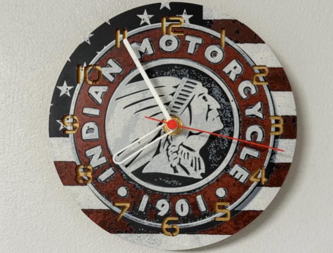 Indian Motorcycle Wall & Desk Clock - Custom 3D Printed Hueforge Design ...