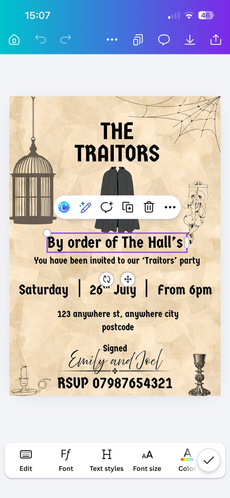 Traitors Party Invitation Template: Editable Canva Design (digital ...