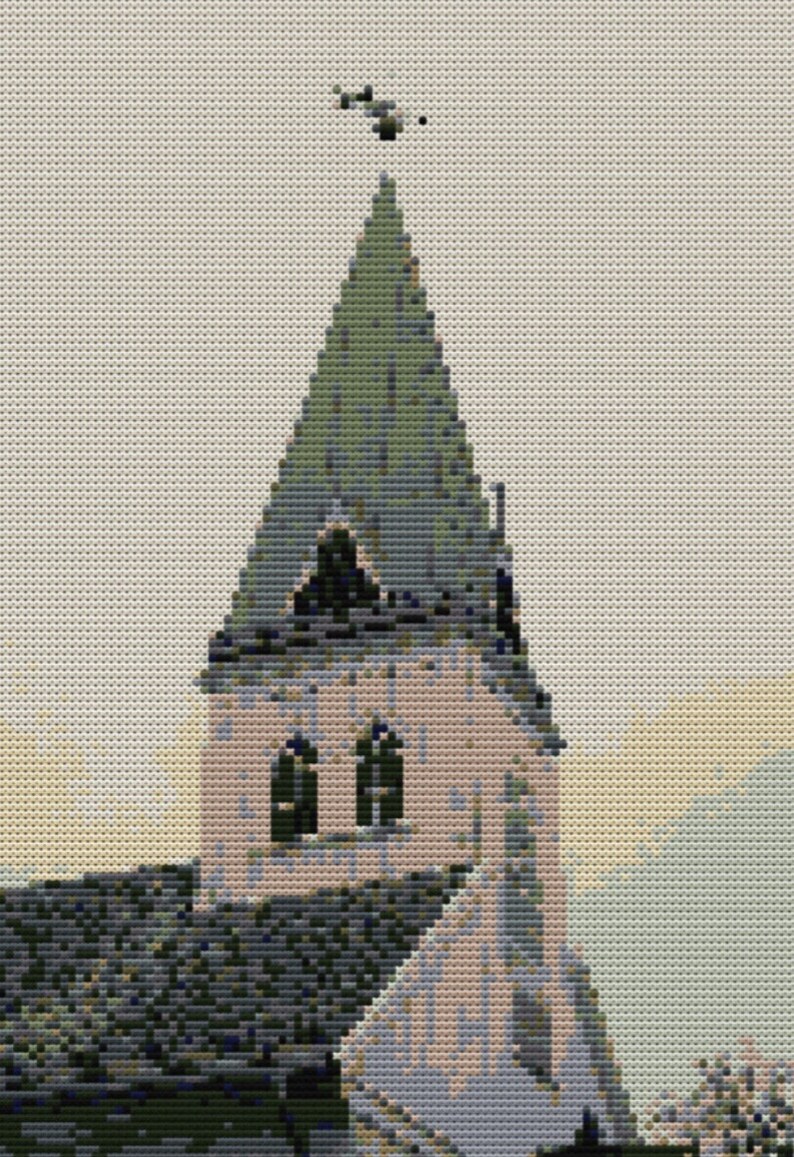Old Church Cross Stitch Pattern PDF Download 14 Count Aida 16 Count ...