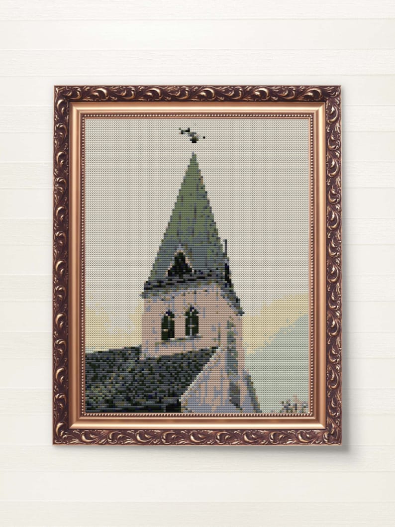 Old Church Cross Stitch Pattern PDF Download 14 Count Aida 16 Count ...
