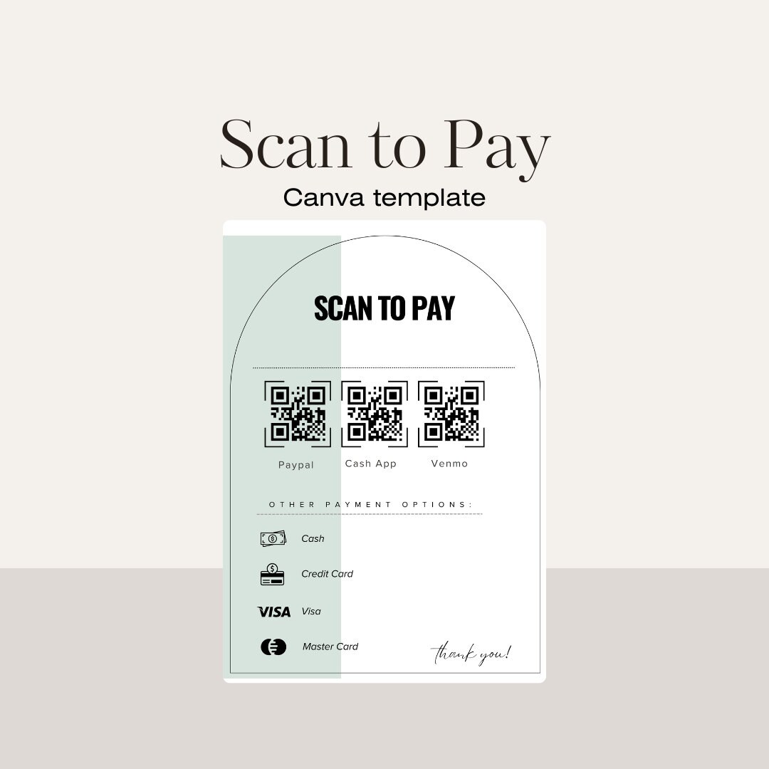 Scan to Pay Canva Template QR Code Sign Payment Sign Scan to Pay Sign ...