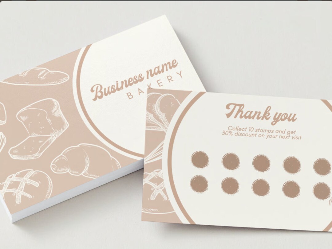 Bakery Loyalty Card Loyalty Card Editable Reward Card Small Business ...