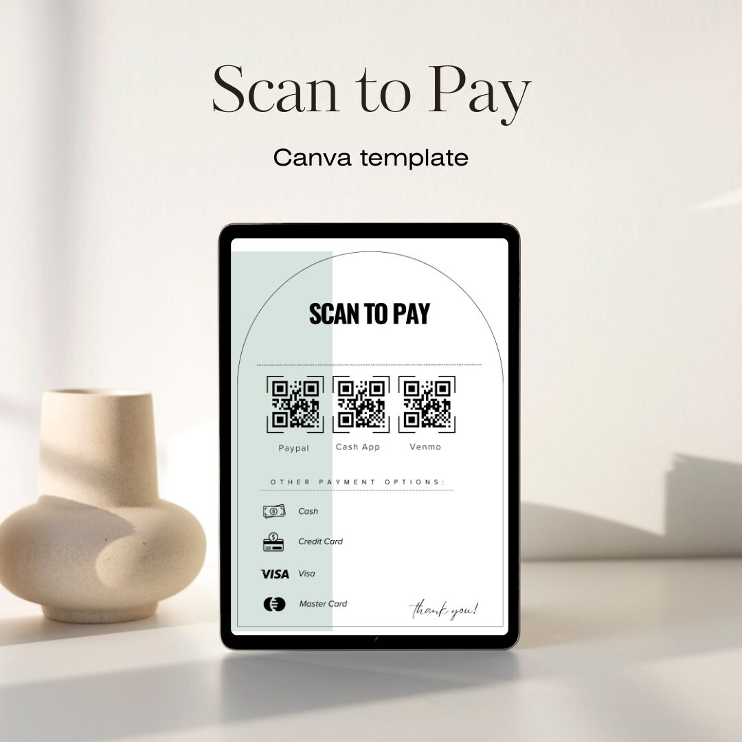Scan to Pay Canva Template QR Code Sign Payment Sign Scan to Pay Sign ...