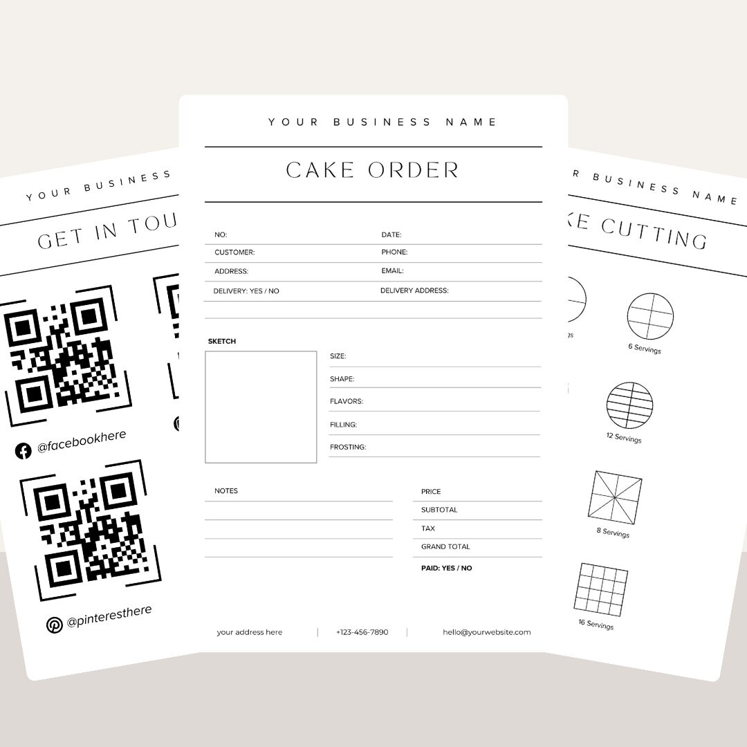 Cake Care Card Custom Order Form Invoice Template Price List Template ...