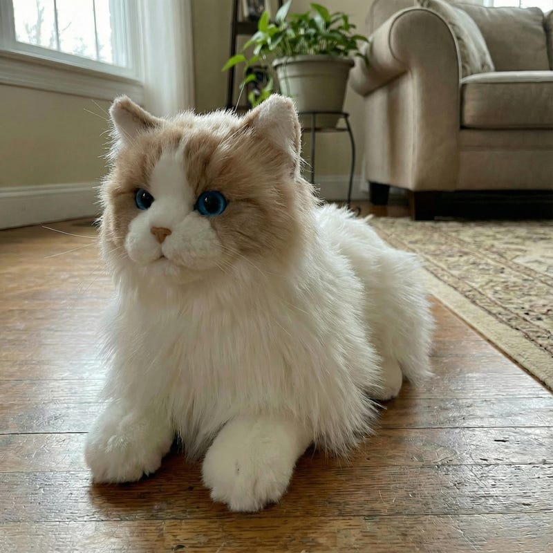 Stuffed Fluffy White Cat - Etsy UK