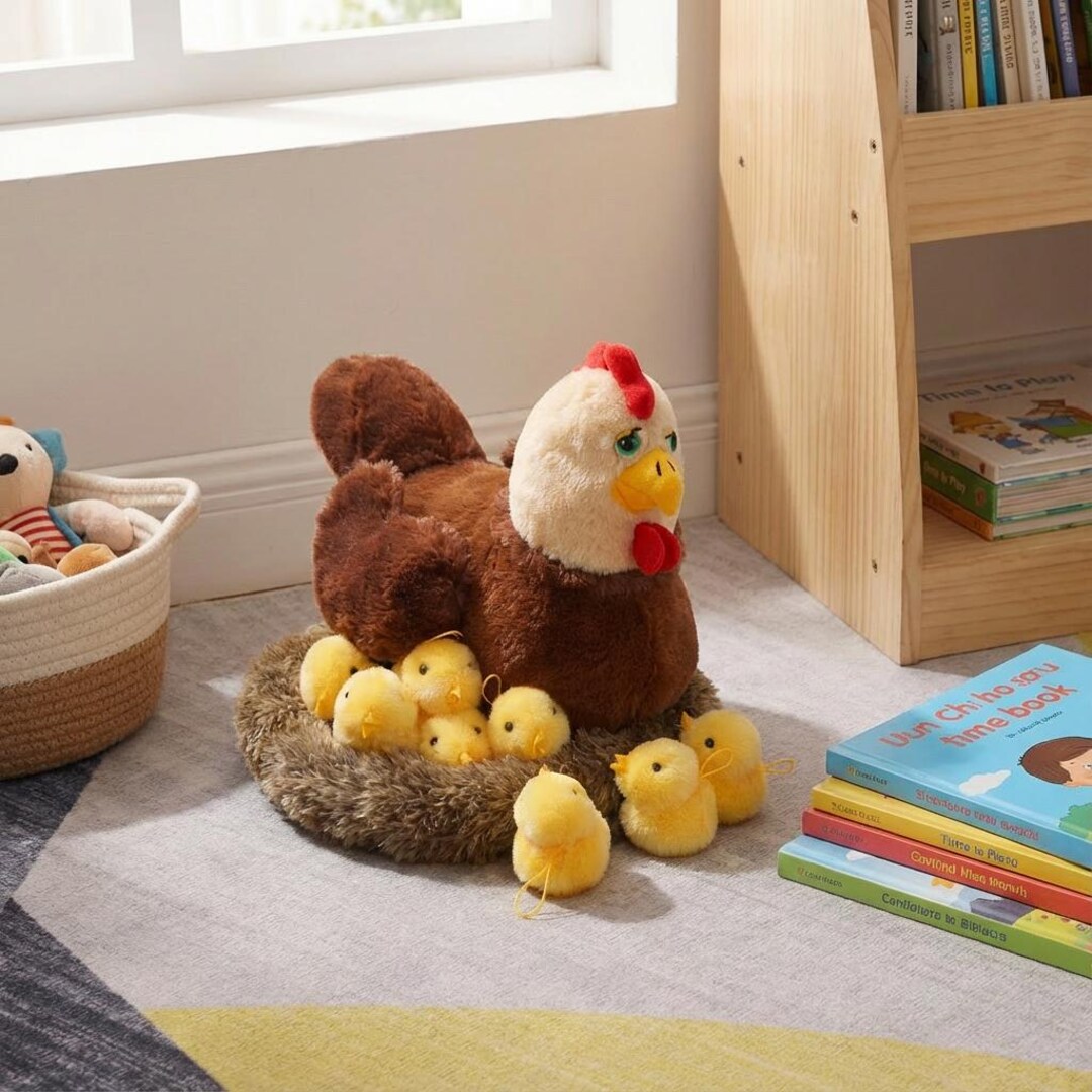Hen and Chicks Plush Toy, Soft Stuffed Farm Animal, Nursery Decor - Etsy