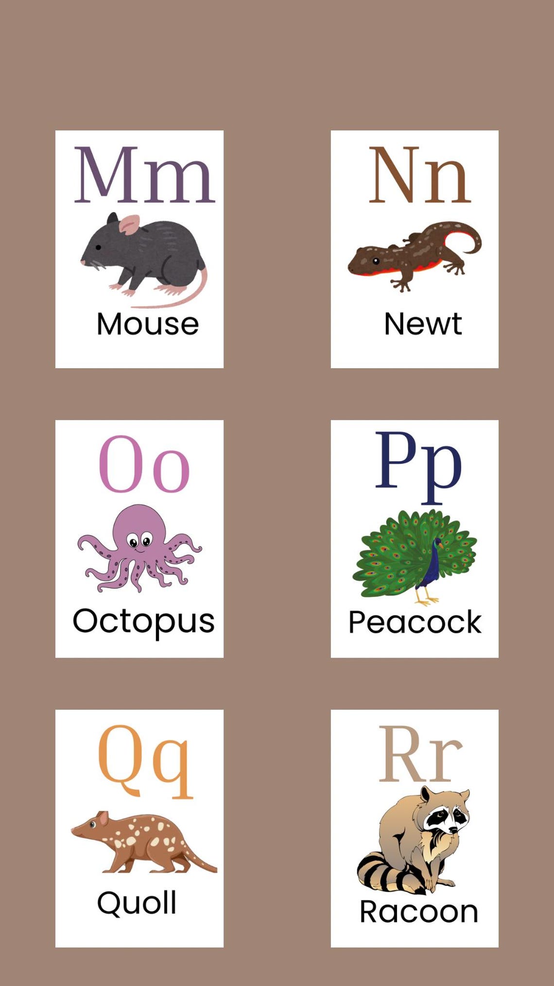 Digital Alphabet Flashcards, Animals Digital Prints, Colorful Alphabet ...