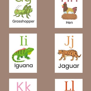 Digital Alphabet Flashcards, Animals Digital Prints, Colorful Alphabet ...