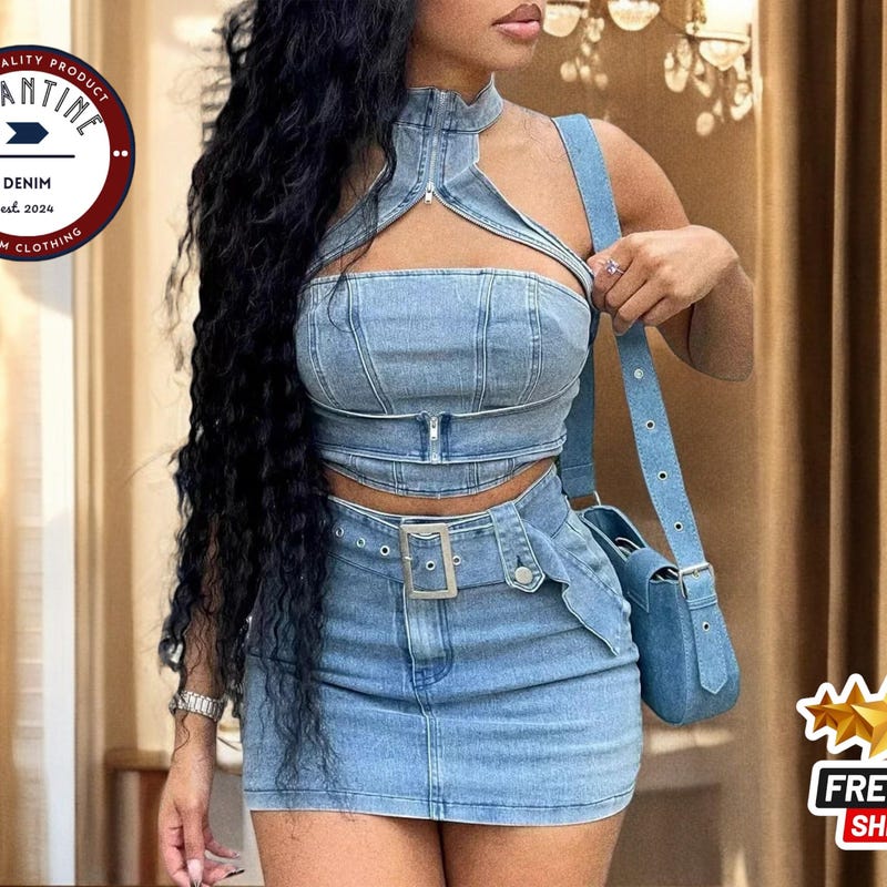 Two Piece Set Denim - Etsy