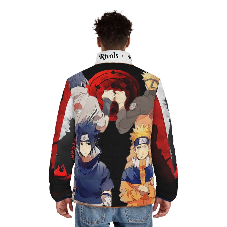 Anime Puffer Jacket, Naruto and Sasuke Friends Rivals Brothers Coat ...