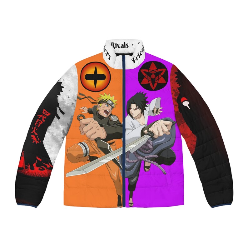 Anime Puffer Jacket, Naruto and Sasuke Friends Rivals Brothers Coat ...