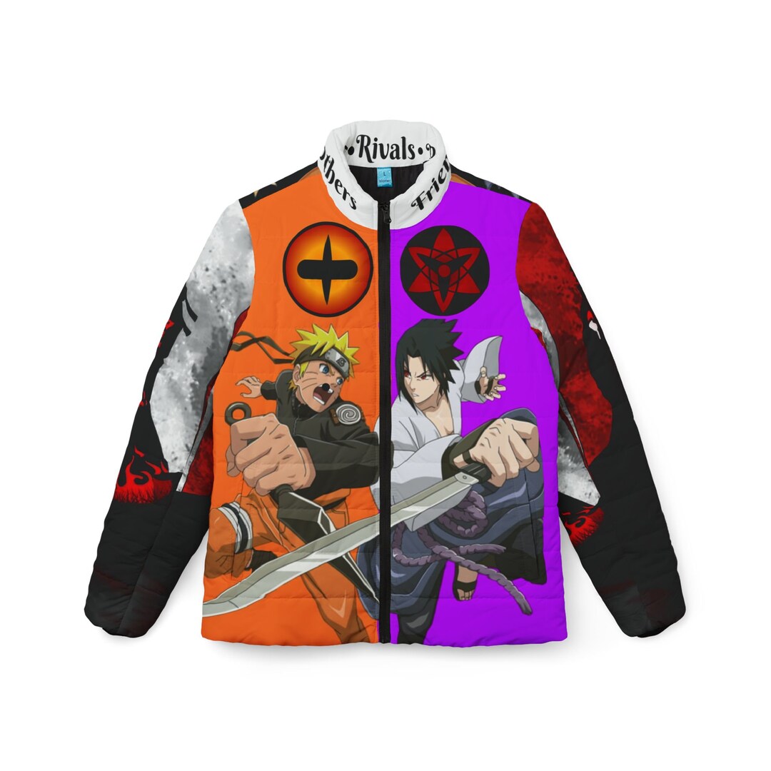 Anime Puffer Jacket, Naruto Sasuke Uzimaki Uchiha Friends Rivals ...