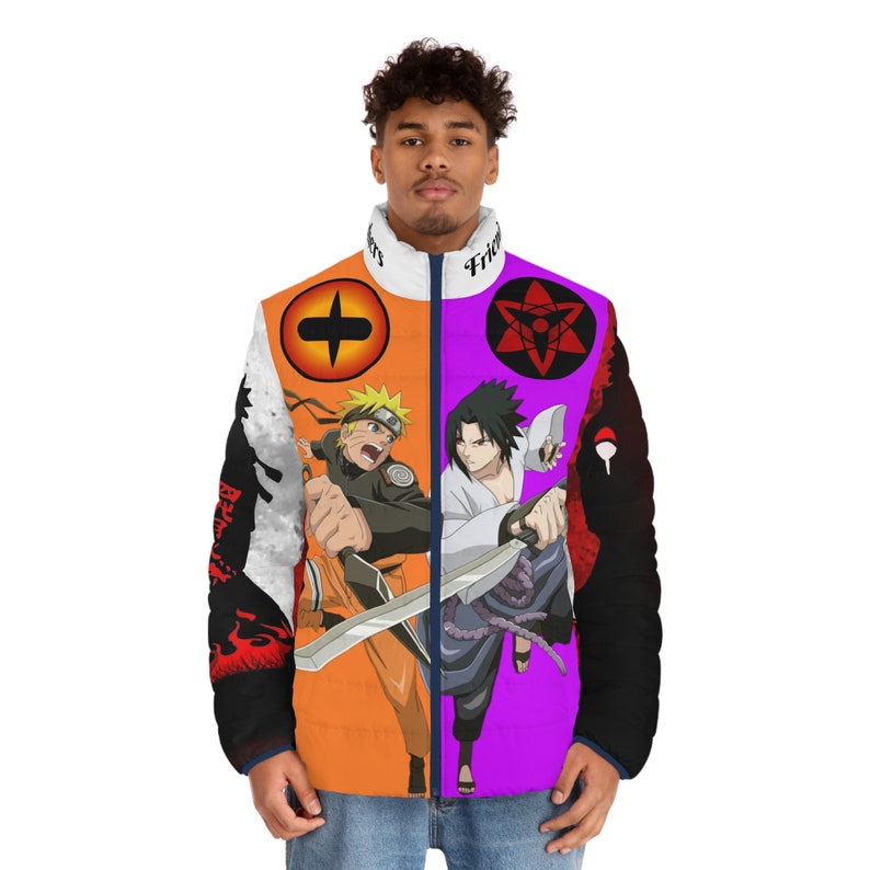 Anime Puffer Jacket, Naruto and Sasuke Friends Rivals Brothers Coat ...