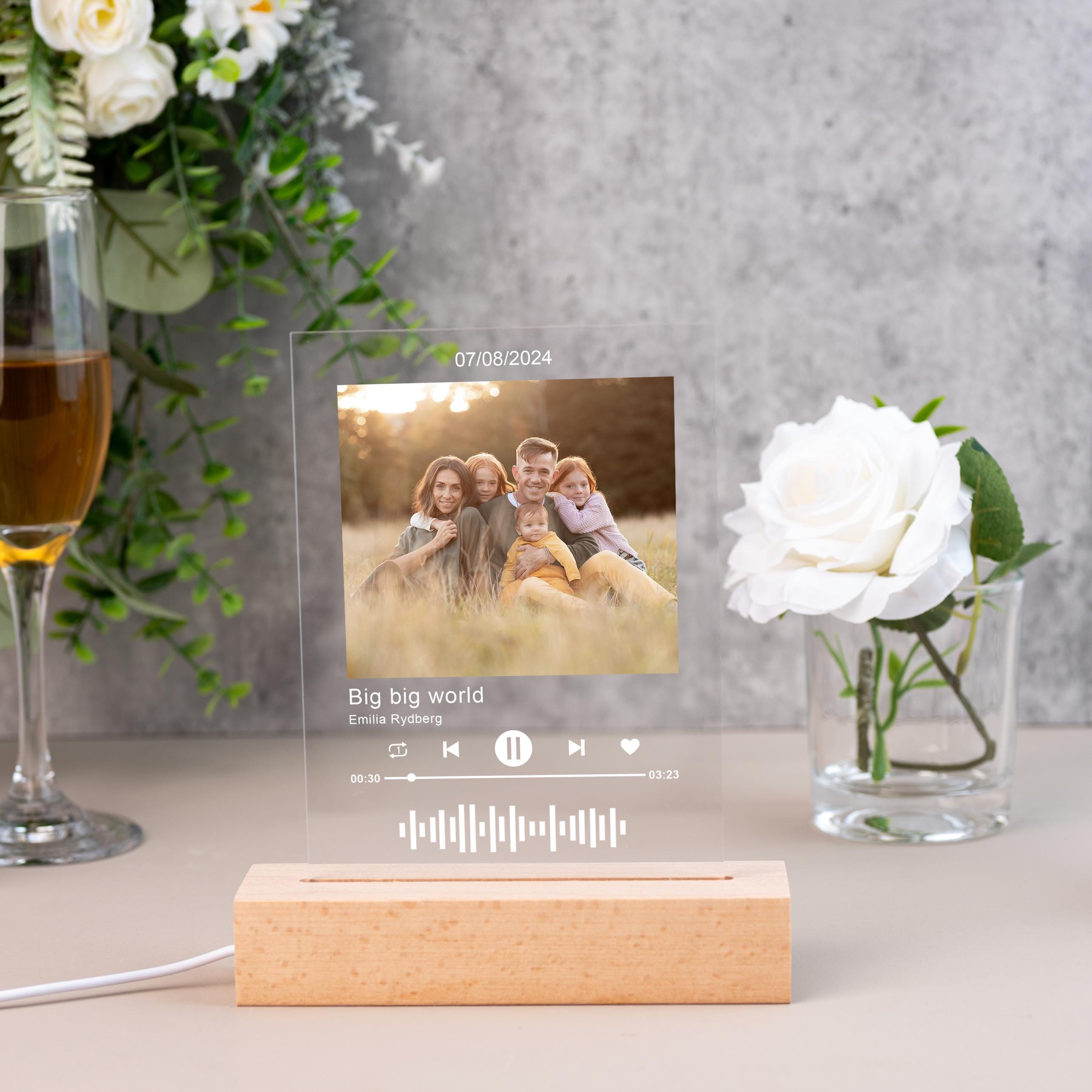 Personalized Photo Music Plaque, Custom Song Acrylic Night Light ...