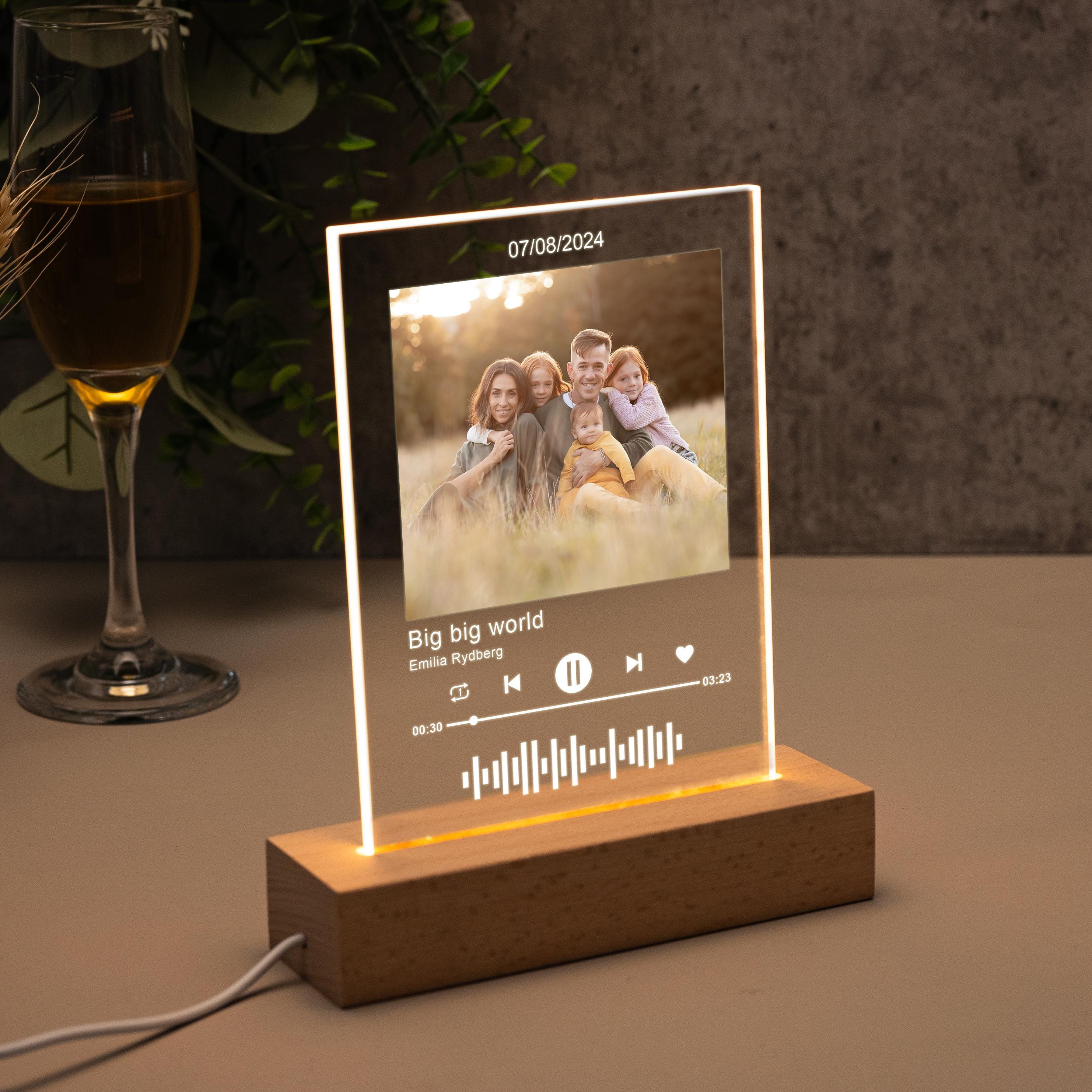 Personalized Photo Music Plaque, Custom Song Acrylic Night Light ...