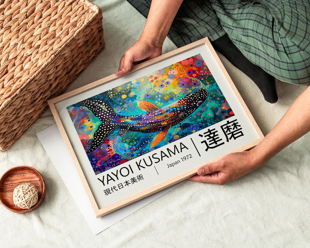 Yayoi Kusama Poster Fish, Framed Japandi Wall Art as Yayoi Kusama Print ...
