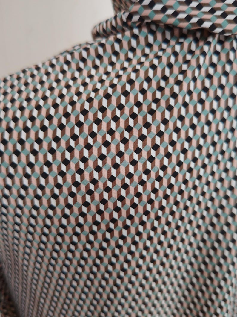 TEG: Onepiece Dress, Geometric Pattern. Bowtie Blouse. - Etsy
