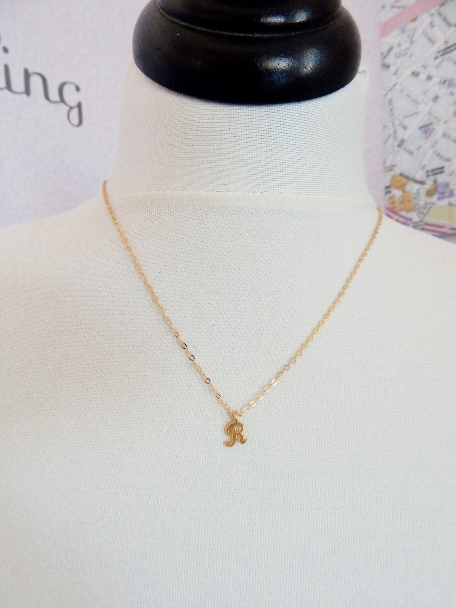 Delicate Initial Necklace in 14K Gold Personalized Charm | Etsy