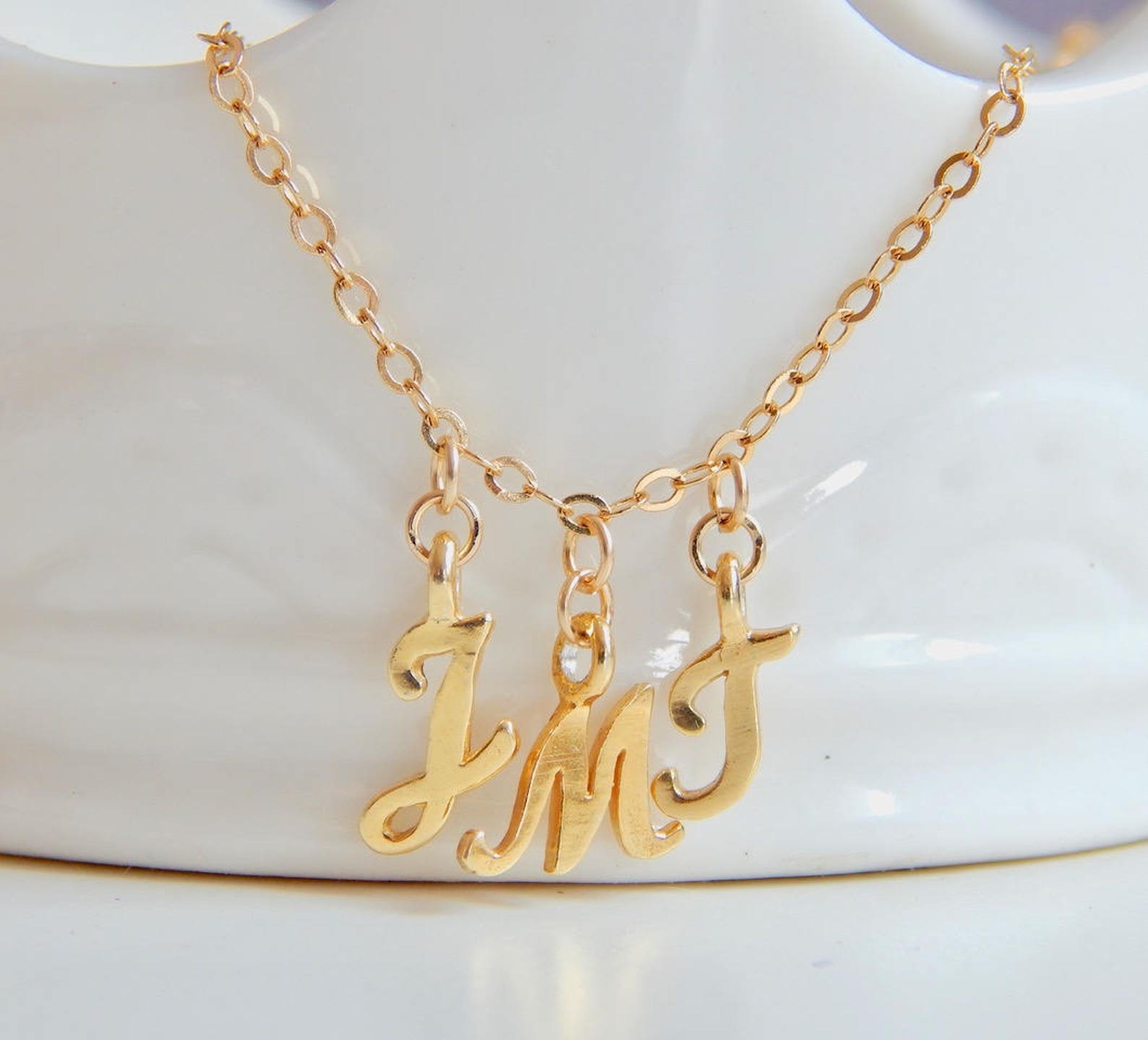 Delicate Initial Necklace in 14K Gold Personalized Charm | Etsy