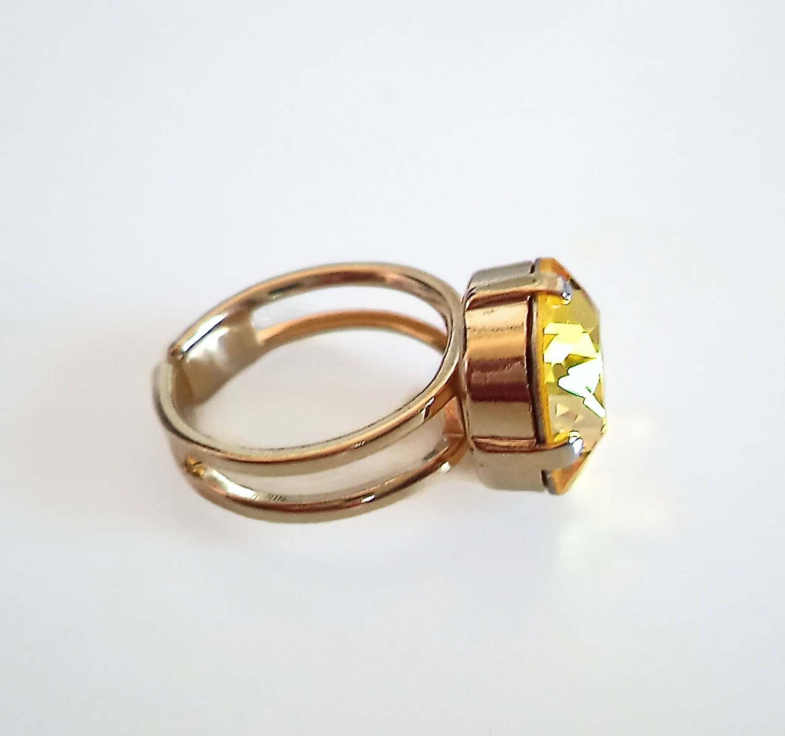 Citrine Yellow Crystal Ring - Topaz Ring - Swarovski Crystal Ring ...