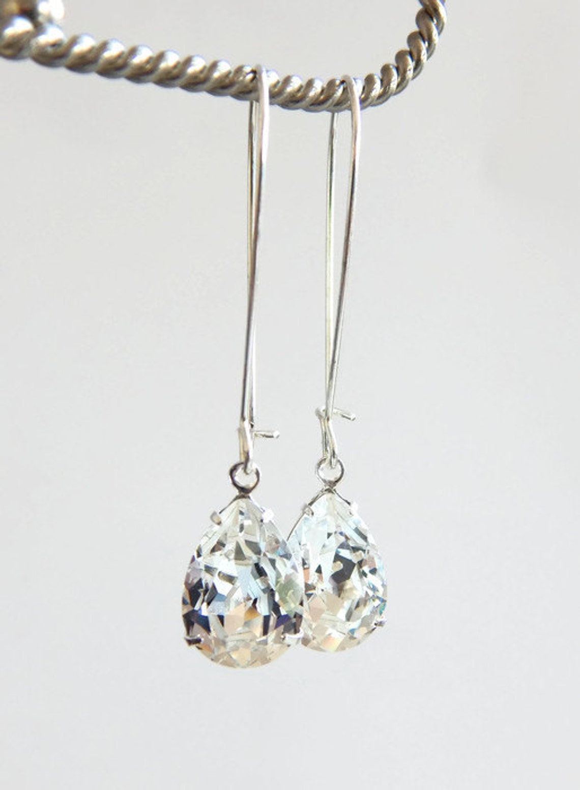 Clear Teardrop Crystal Earrings - Bridal Earrings - Bridesmaid Earrings ...