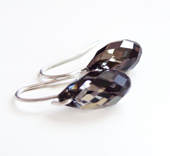 Black diamond crystal earrings Swarovski crystal crystal night earrings black crystal earrings teardrop earrings