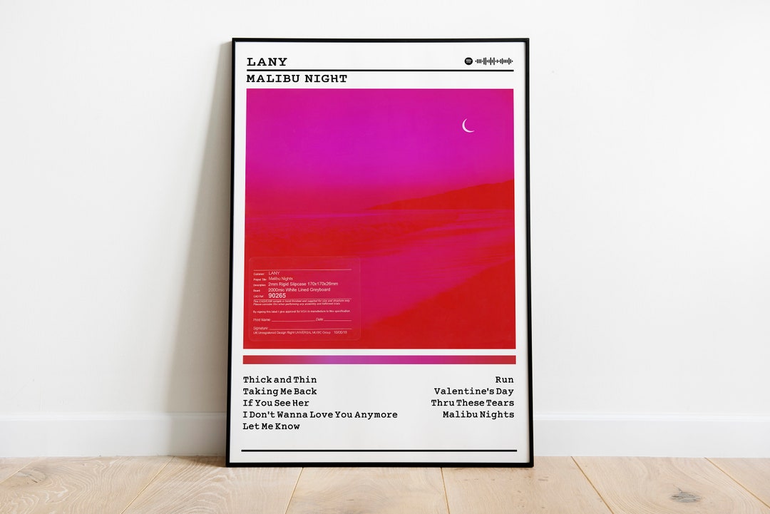 Lany Poster Print Malibu Night Album Poster Music Poster Album Cover ...