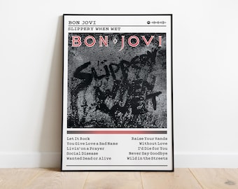 Bon Jovi Poster Print Slippery When Wet Poster Music Poster Album Cover ...