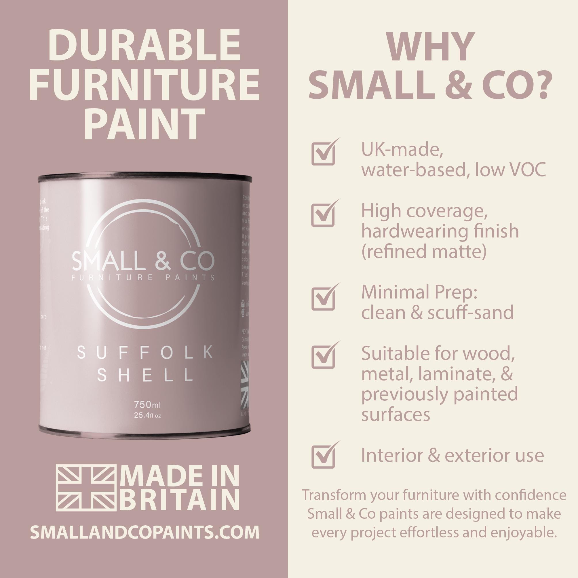 Suffolk Shell Light Blush Pink Furniture Paint | Durable Acrylic for ...