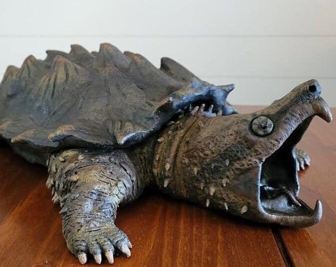 Realistic Ceramic Alligator Snapping Turtle Hand Painted & Handmade ...