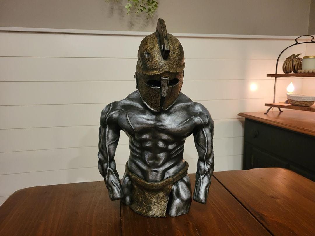 Ceramic Ancient Greek Warrior Hand Painted and Handmade Clay Sculpture ...