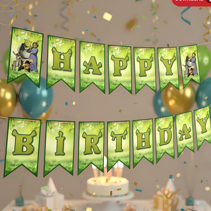 Shrek Birthday Banner - Etsy