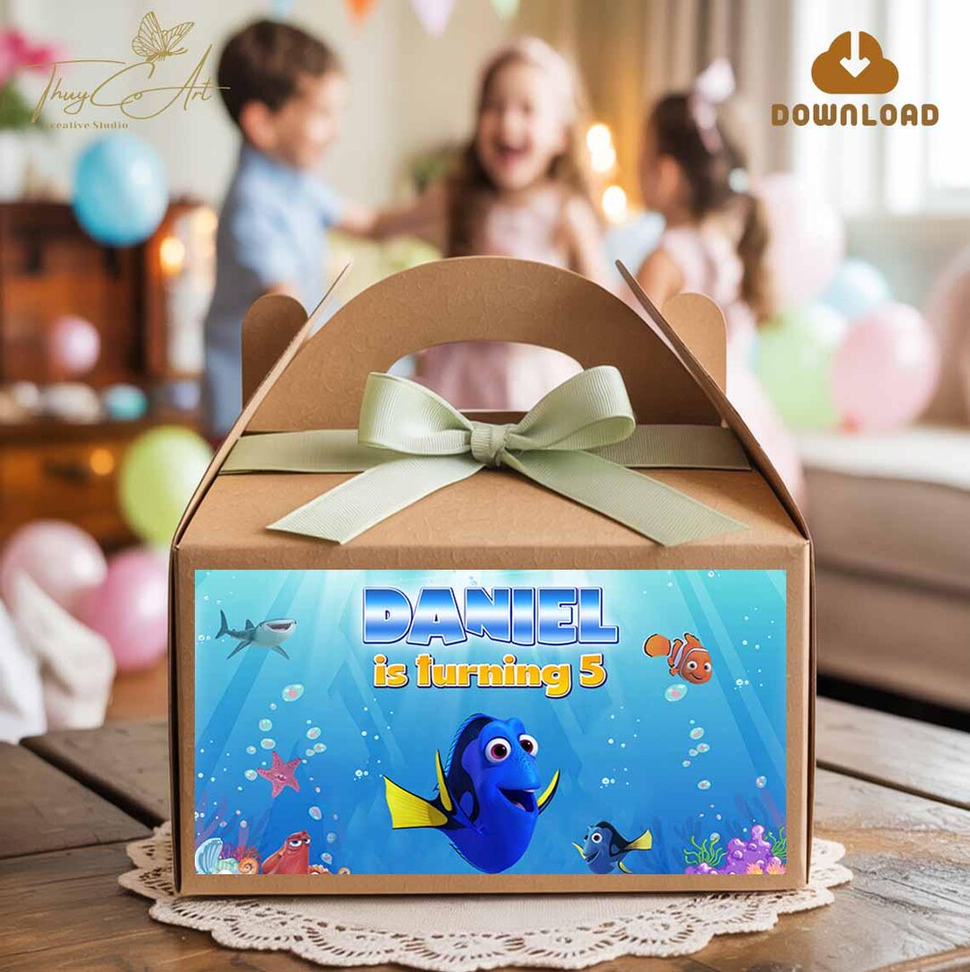 Finding Nemo Gable Box Label: Custom Ocean Party Favor (digital ...