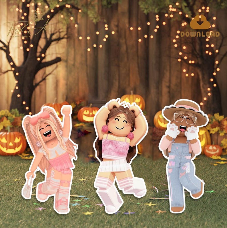 Roblox Girl Party Cutouts, Video Game Birthday Decorations (digital ...