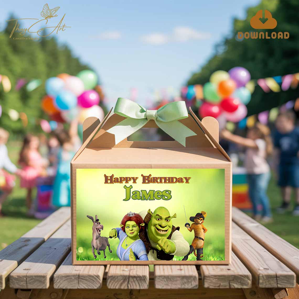 Personalized Shrek Gable Box Label: Custom Birthday Party Favor ...