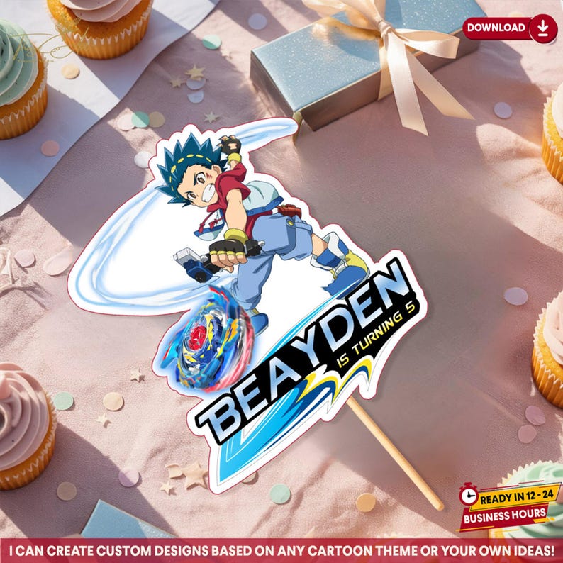 Printable Beyblade Cake Topper: Custom Birthday Party Decoration ...
