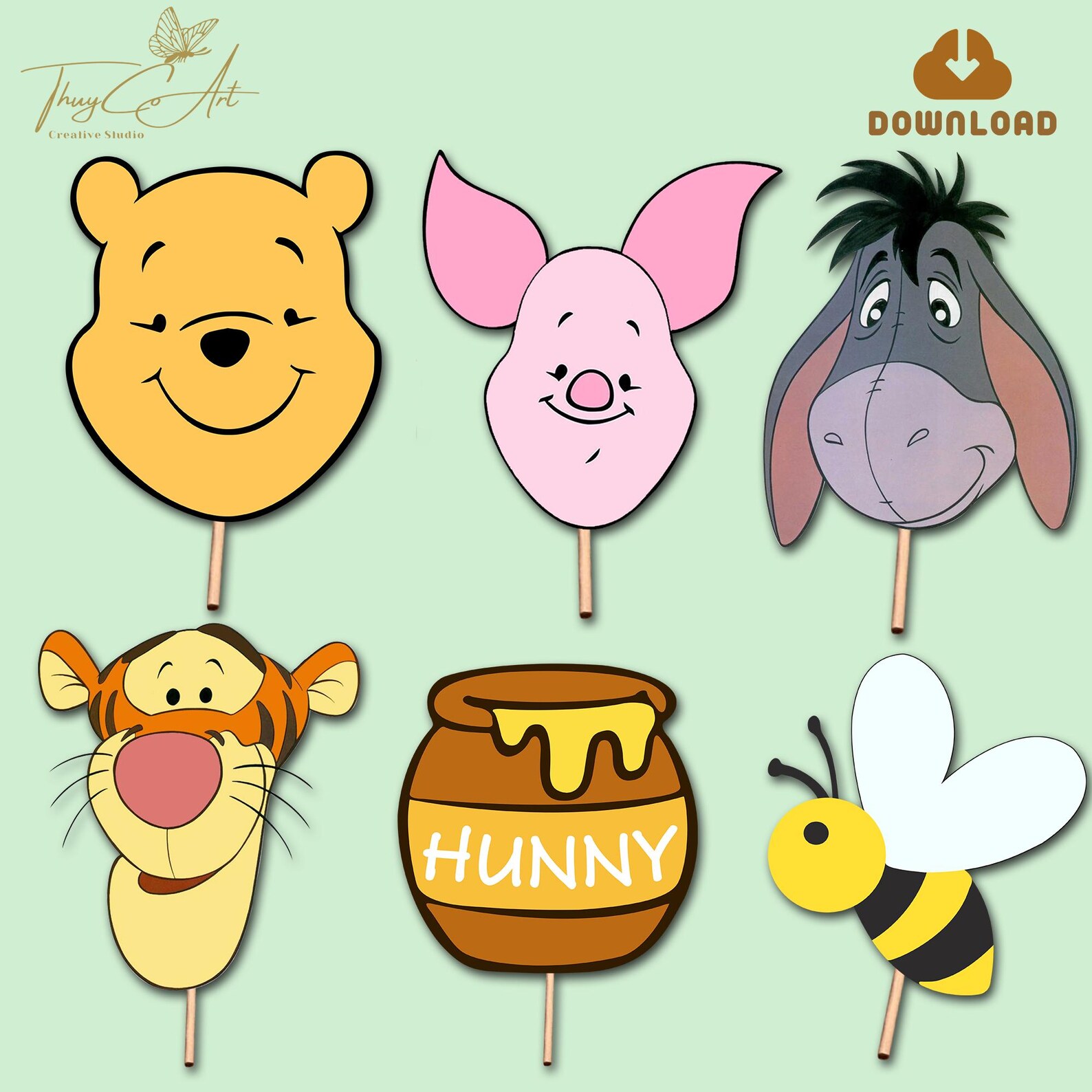 Winnie the Pooh Photo Booth Props: Birthday Party Decor (digital ...