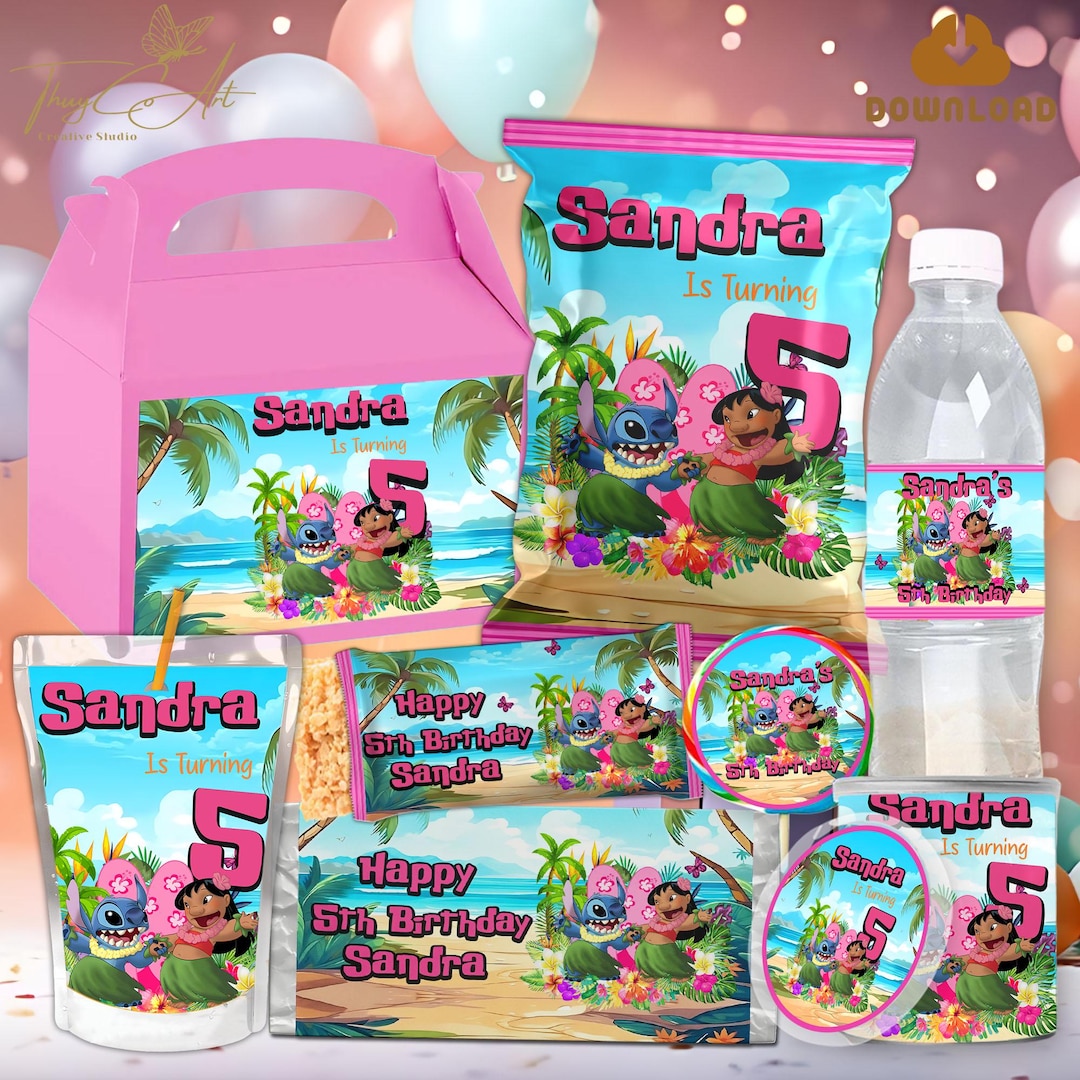Printable Lilo & Stitch Birthday Party Bundle: Custom Decorations ...