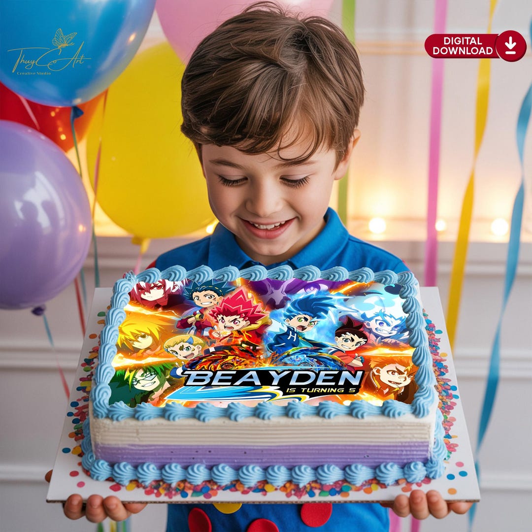 Personalized Beyblade Cake Topper: Gamer Birthday Party Decoration ...