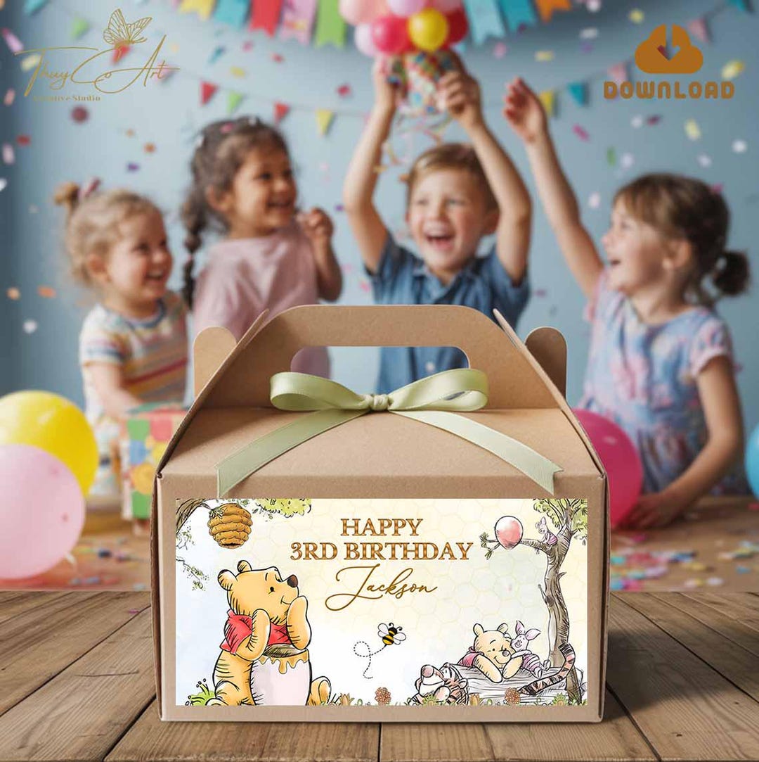 Winnie the Pooh Gable Box Label: Baby Shower Party Decor (digital ...