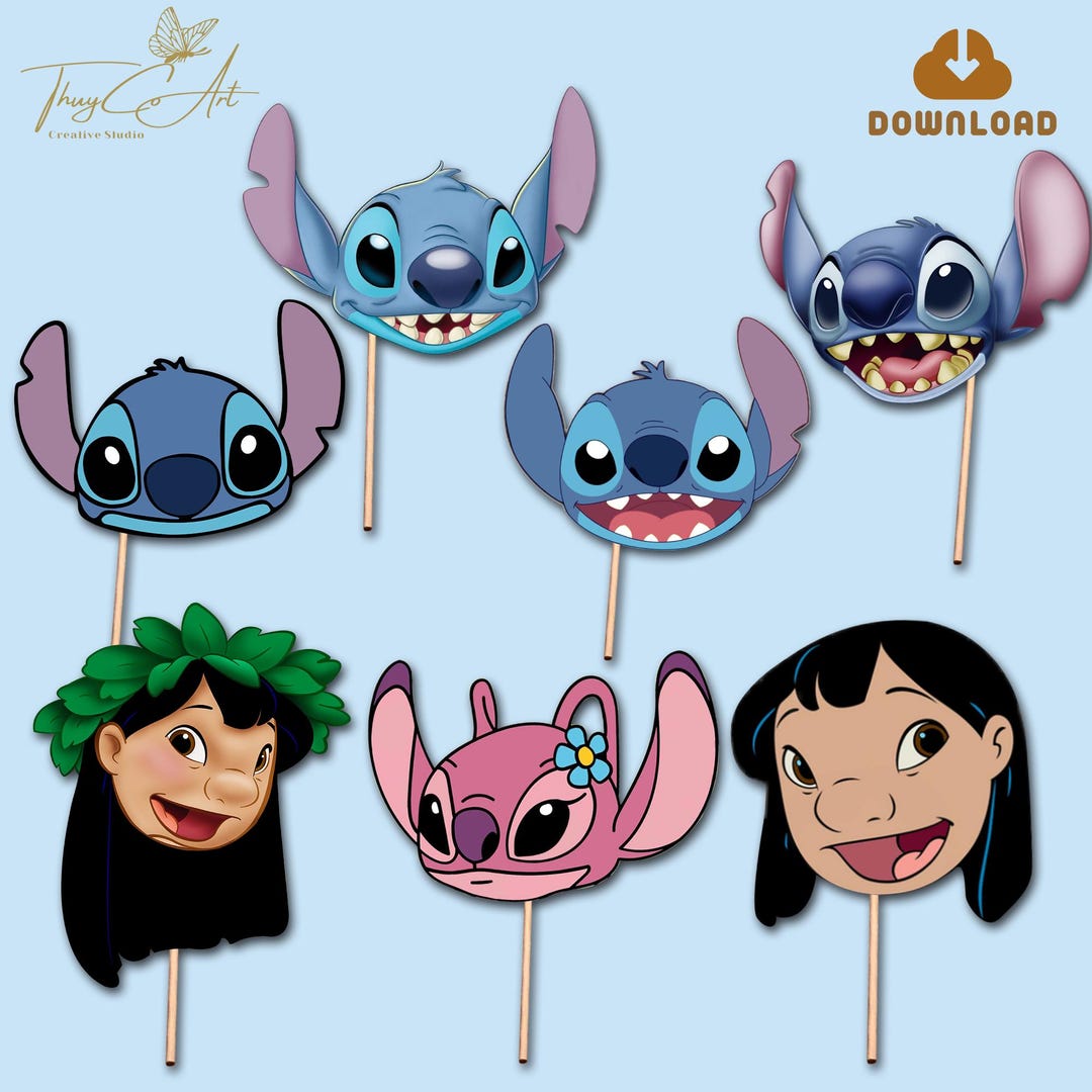 Stitch and Lilo Birthday Photo Props Instant Download, Stitch and ...