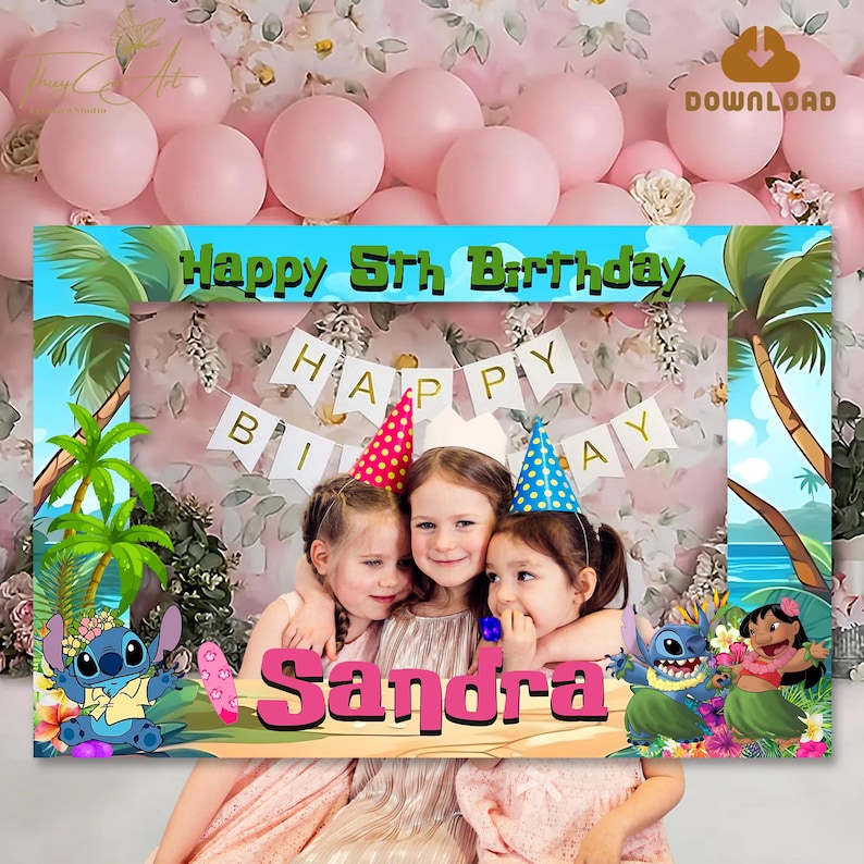 Printable Lilo & Stitch Birthday Photo Booth Frame (digital Download ...