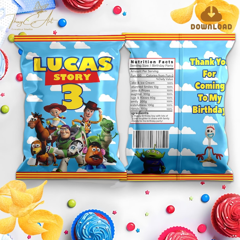 Printable Toy Story Birthday Chip Bag: Personalized Party Favor ...