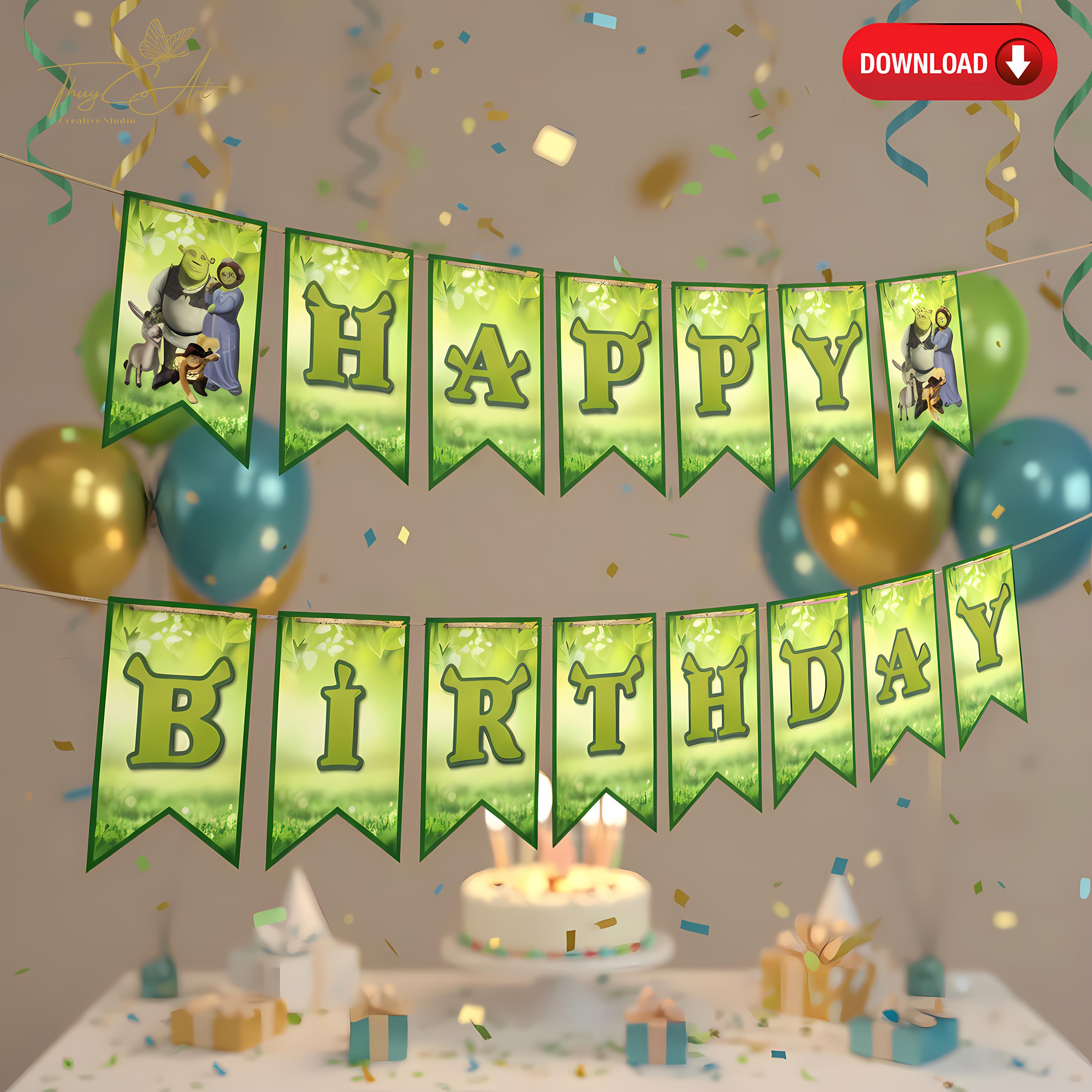 Printable Shrek Birthday Banner: Banner Party Decor INSTANT DOWNLOAD - Etsy