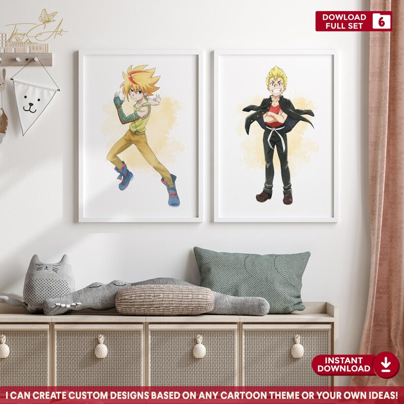 Printable Beyblade Wall Art Set, Beyblade Poster PNG, Anime Kids Room ...