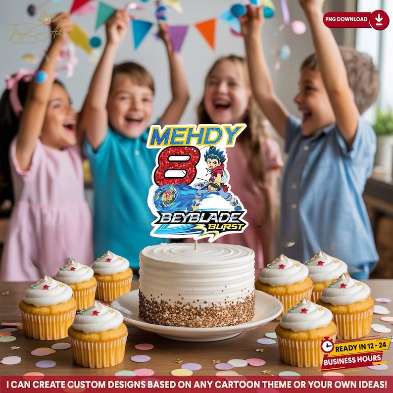 Beyblade Cake Topper: Personalized Birthday Party Decor (digital ...
